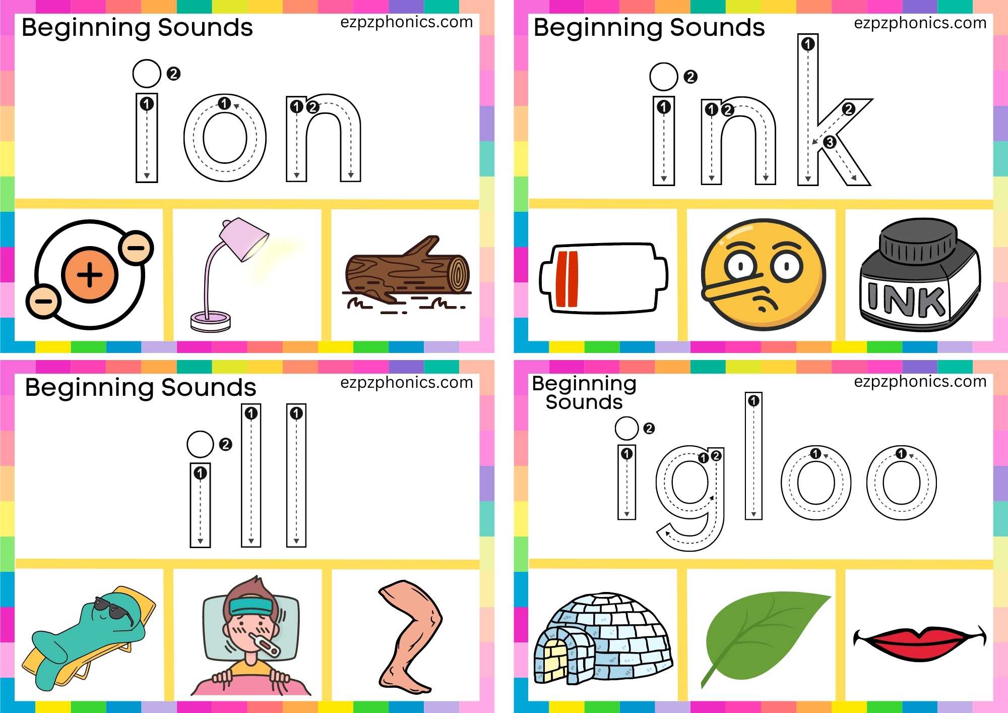 Letter I Trace The Word And Clip The Correct Image Group 2 - ezpzphonics.com